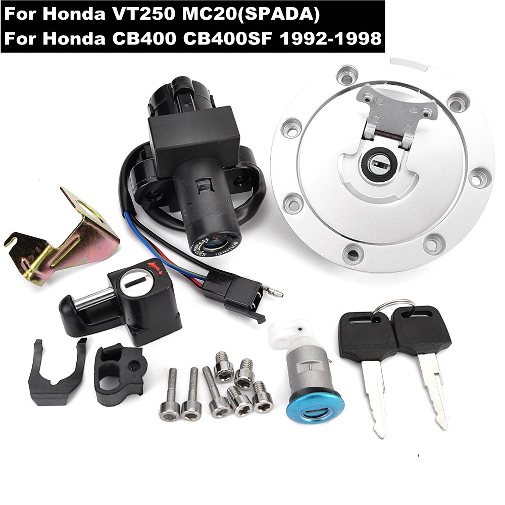 CB 400 VT 250 Motorcycle Ignition Switch Fuel Gas Cap Seat Lock Key Set ...
