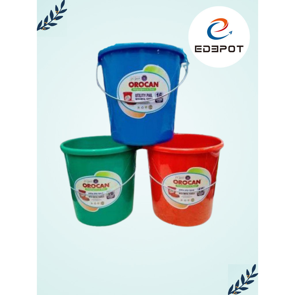 Edepot Industrial Colored Plastic Bucket Pail TIMBA Durable (OROCAN ...