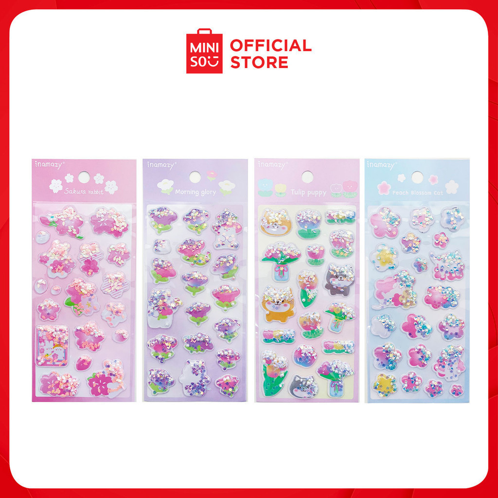 MINISO Flower Glitter Shaker Stickers (4 Assorted Models) | Shopee ...