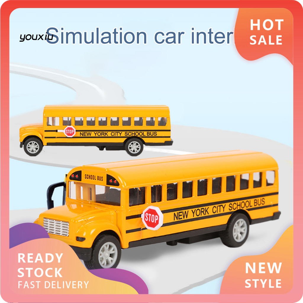 YX School Bus Toy Realistic Looking Rubber Wheels Open-able Doors ...