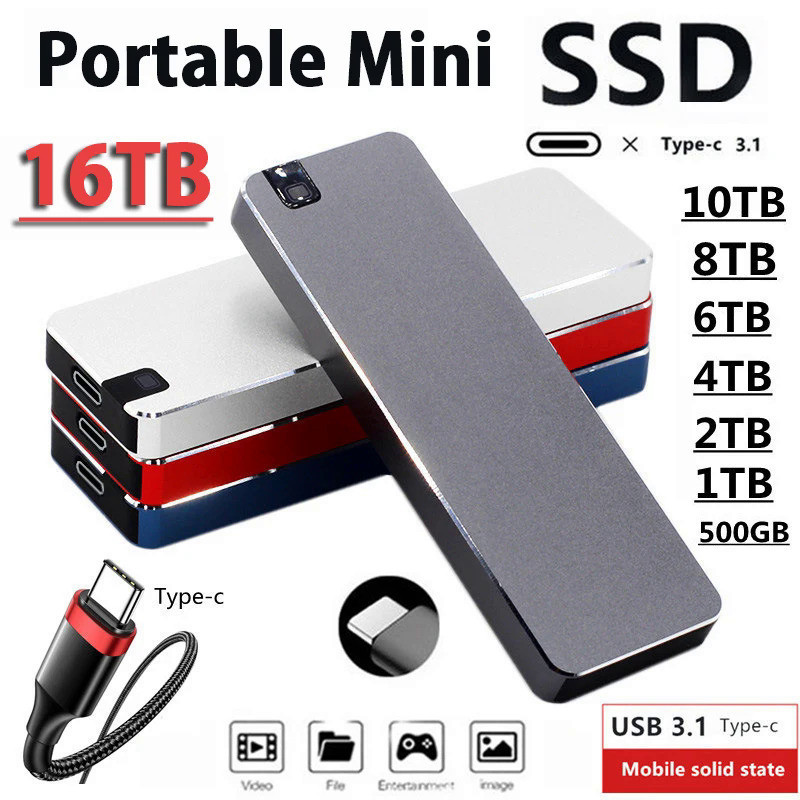 16TB High-Speed Portable SSD for Laptop PC 30TB 8TB 4TB 1TB 500GB ...