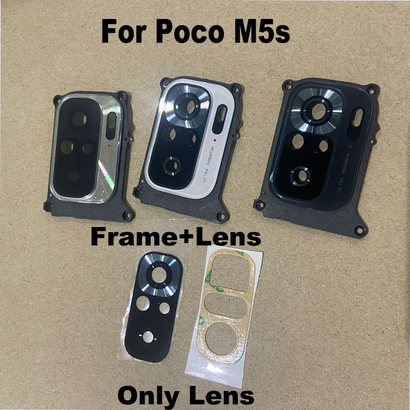 New For Xiaomi Poco M5s Back Camera Glass Rear Camera Lens With Frame ...