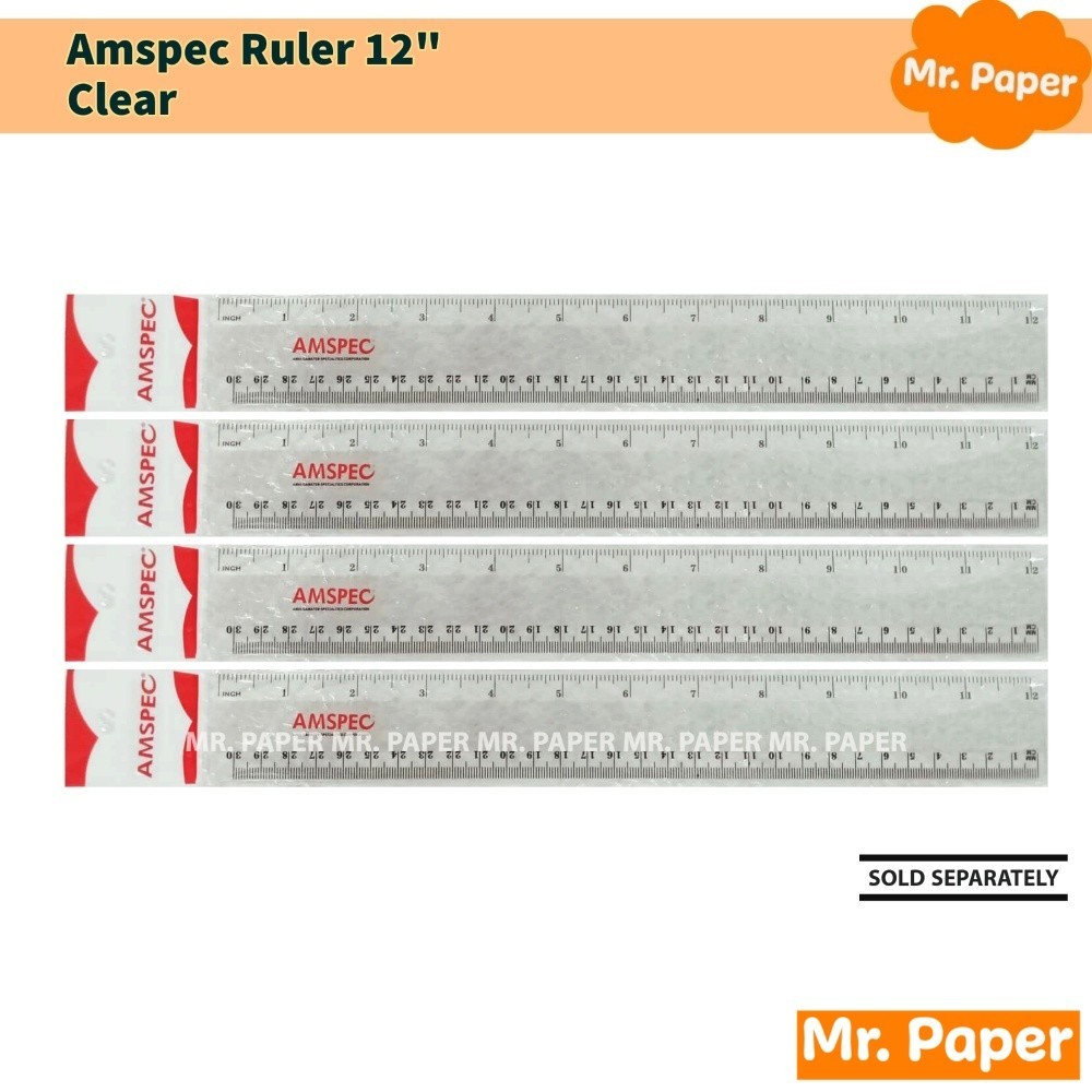 Amspec Ruler 12" Clear | Mr. Paper | Shopee Philippines