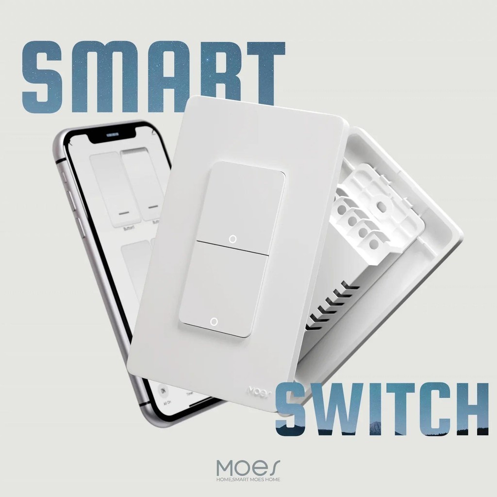 MOES Tuya Wi-Fi Smart Light Switch US Single Pole Push Button Wall ...