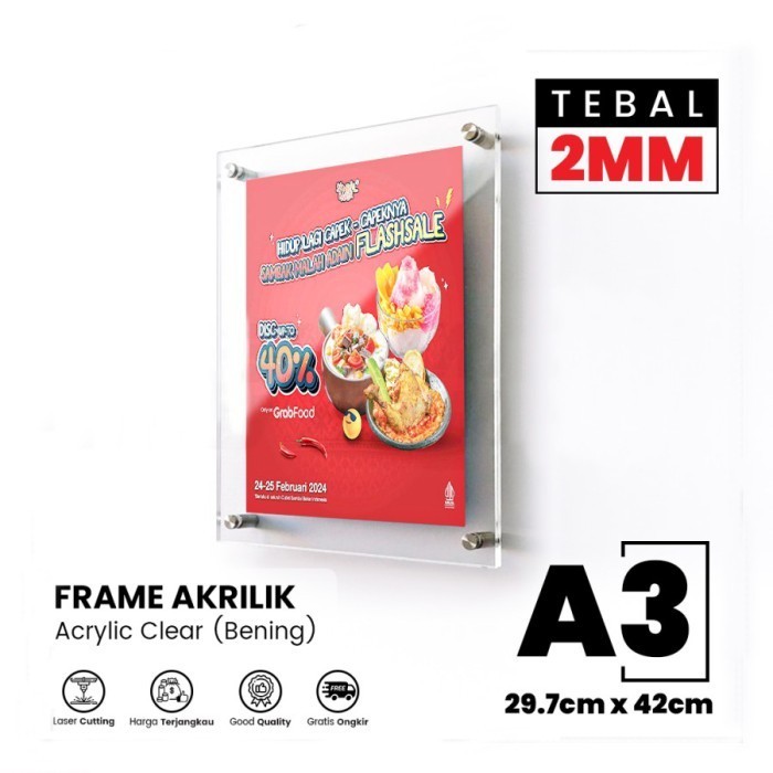 A3 Acrylic Brochure Frame - Acrylic Wall Poster Display Frame | Shopee ...