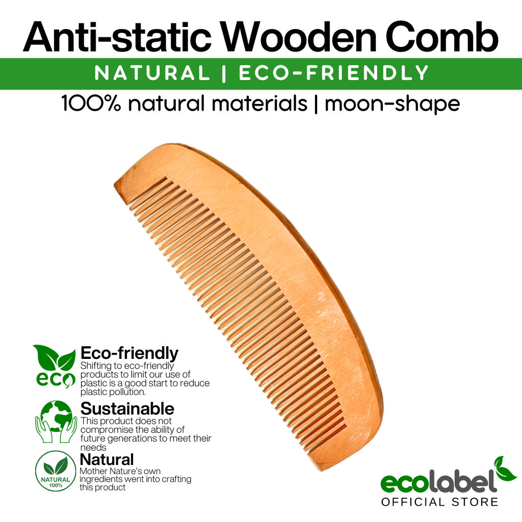 Eco-Friendly Anti-static Wooden Comb moon shape 100% Biodegradable ...