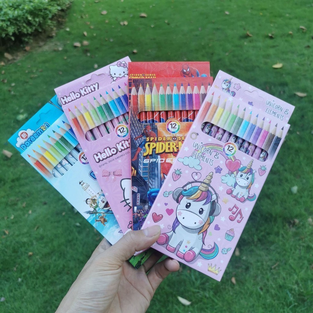 12 Colors/Pack Cartoon Colored Wooden Colored Pencils Suitable for ...