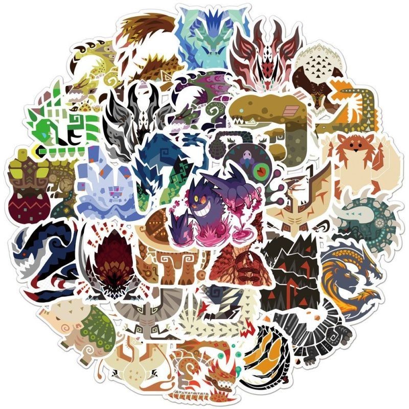 100 Sheets of Monster Hunter Doodle Stickers with Unique Creative ...