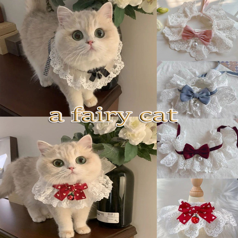 Lace Bowknot Pearl Collar Cat Dog Neckerchief Pet Cats Kitten Dog Puppy ...
