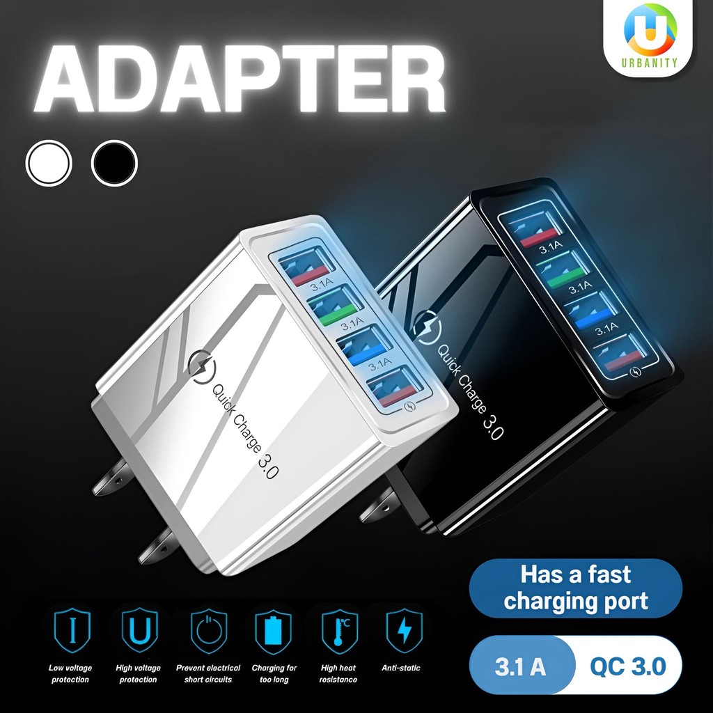 4 in 1 Multiport Wall Plug - 4-Port USB Type-C Phone Power Adapter - PD ...