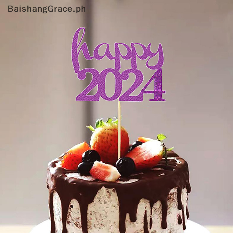 BGPH 10Pcs 2024 Cake Topper New Year 2024 Toothpick Happy New Year 2024 ...