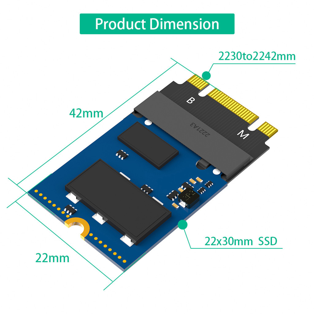 For M.2 NVME M-Key B+M 2230 to 2242 SATA-Bus SSD Extension Adapter Card ...