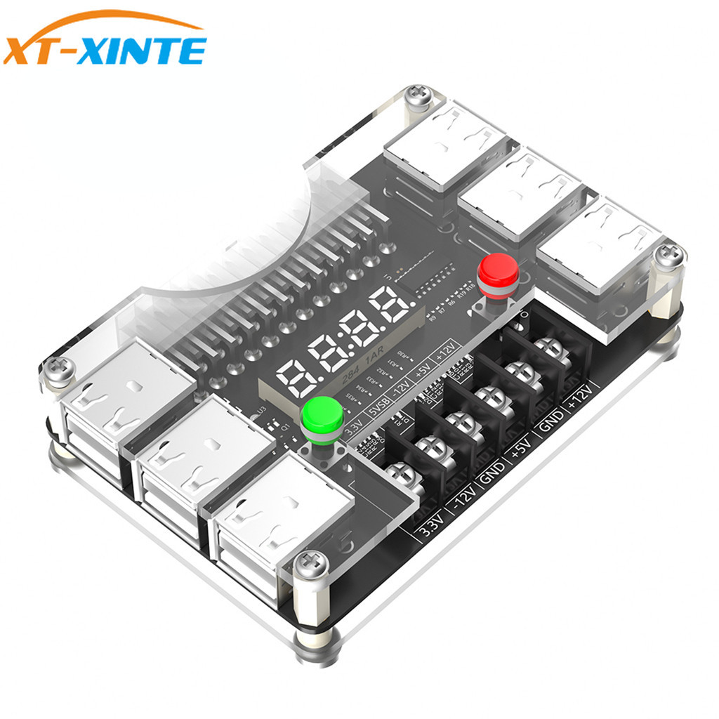 XT-XINTE ATX Power Supply Breakout Board Acrylic Case Kit 12*USB Port ...
