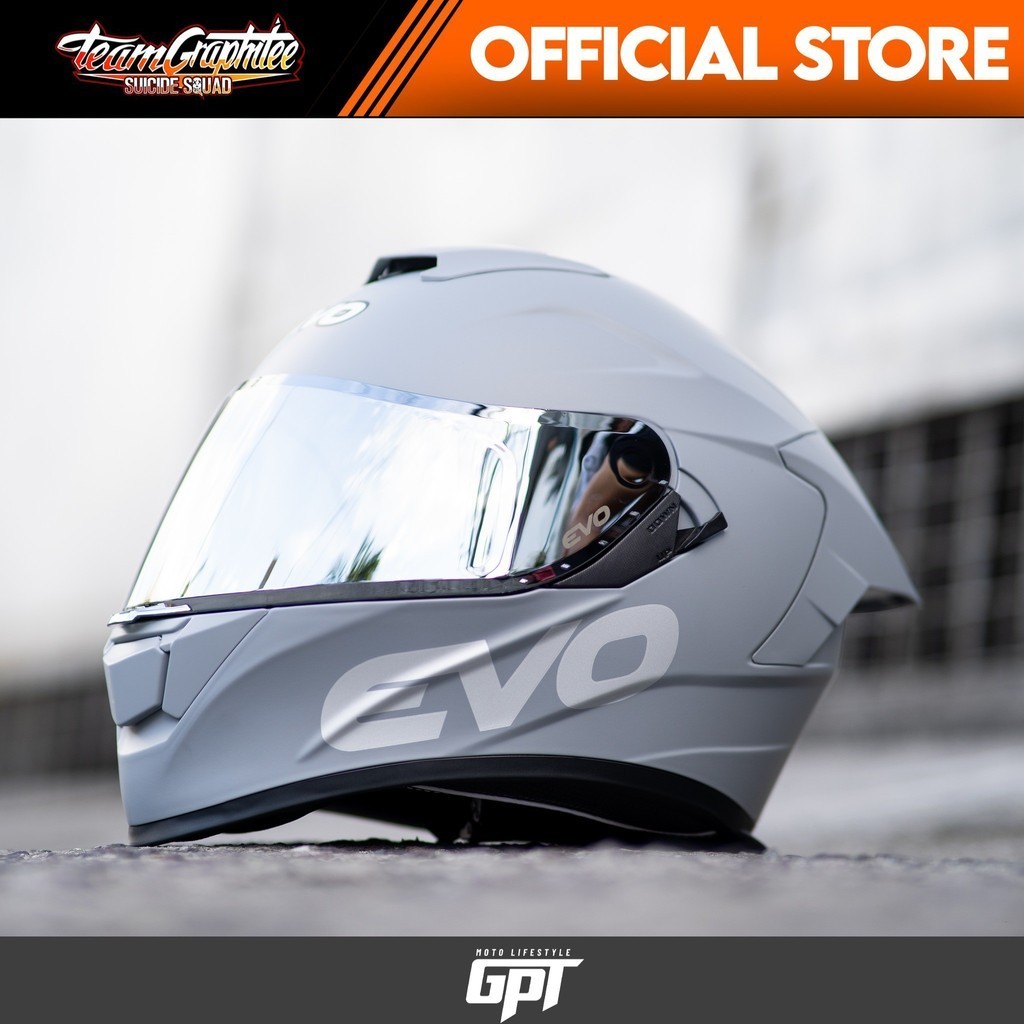 EVO HELMET GTPRO-NR MONO MATTE GRAY(SILVER) w/ free clear lens | Shopee ...