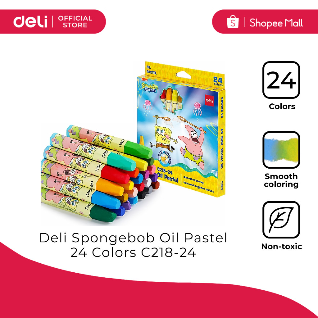 Deli C218-24 Spongebob Oil Pastel 24 Colors | Shopee Philippines