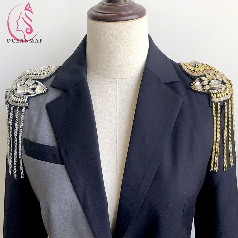 OCEANMAP Shoulder Board, Epaulets Rhinestone Fringe Shoulder Mark ...
