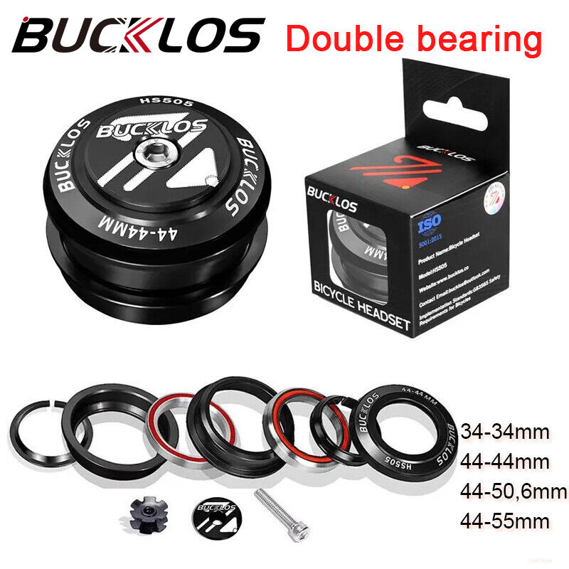 BUCKLOS Alloy Bicycle Headset MTB Road Bike Headset 34/44mm RB Straight/Tapered Tube Front Fork ...