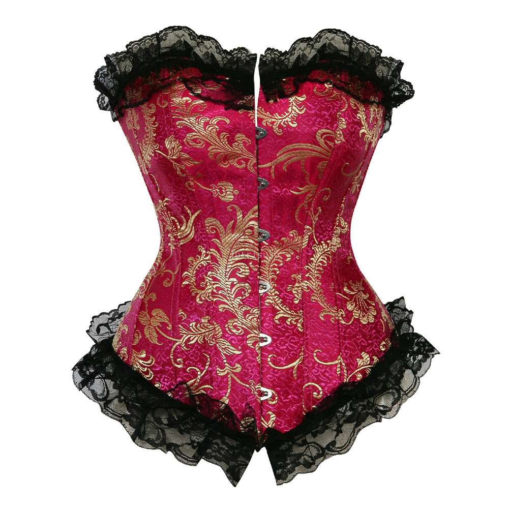Corset Top Plus Size Corsette Floral Flower Lace up Gothic Shapewear ...