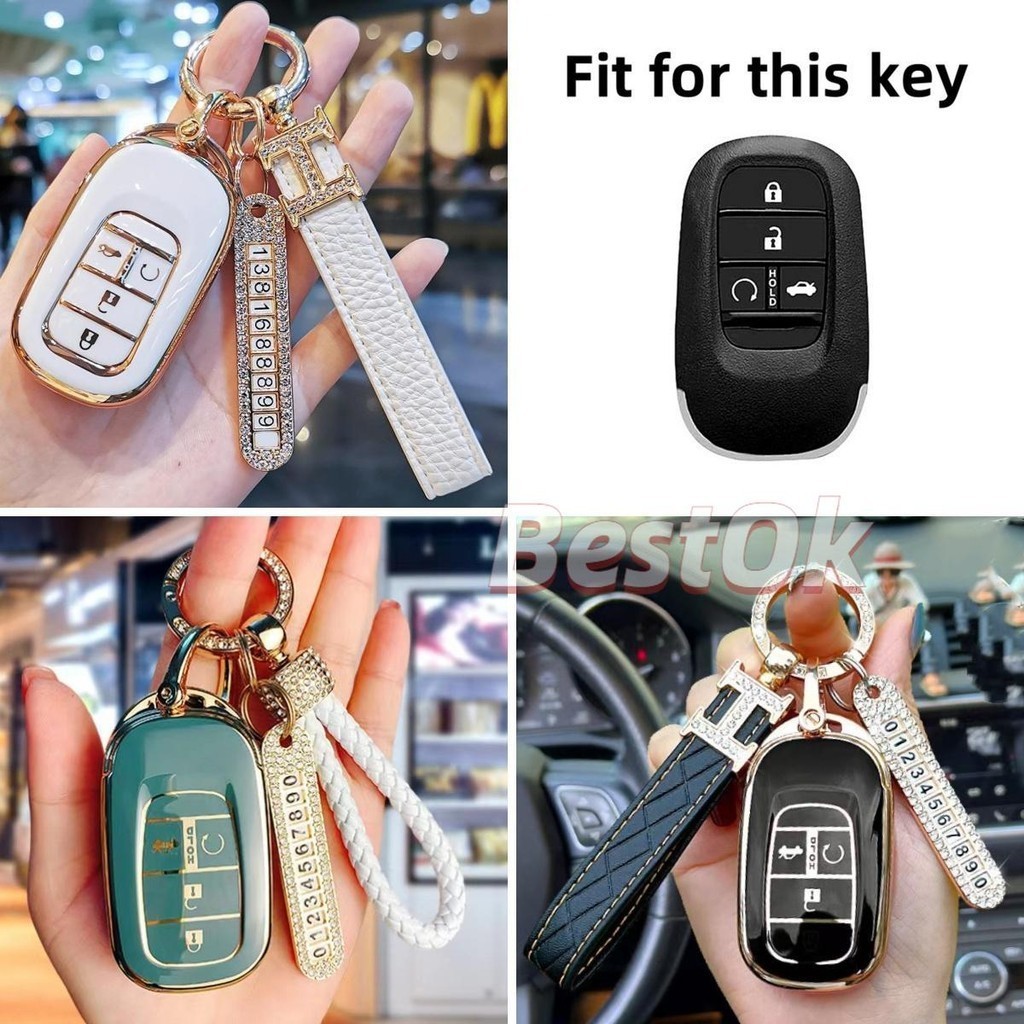 TPU Key Case Car Remote Cover Fob with Keychain for Honda Civic 2022 ...