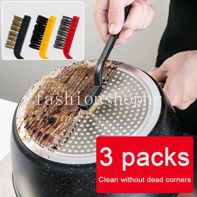 3Pcs Gas Stove Cleaning Brushes Kitchen Range Hood Brush Copper Wire ...
