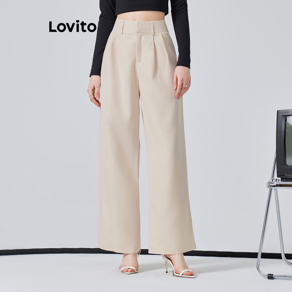Lovito Women Elegant Plain Spiked Pants L74ED154 | Shopee Philippines