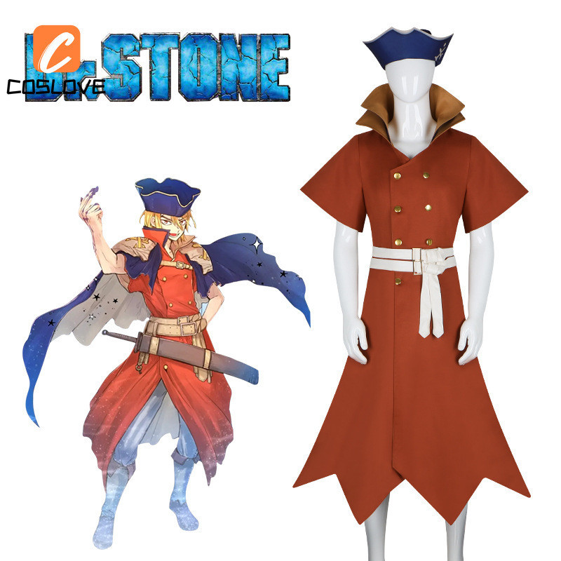 Anime Dr Stone Nanami Ryusui Cosplay Full Set Costume Pirate Style Coat