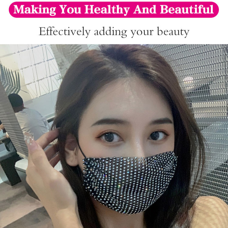 Summer Colorful Mask Ladies with Diamond Rhinestone Mask Colorful Face ...