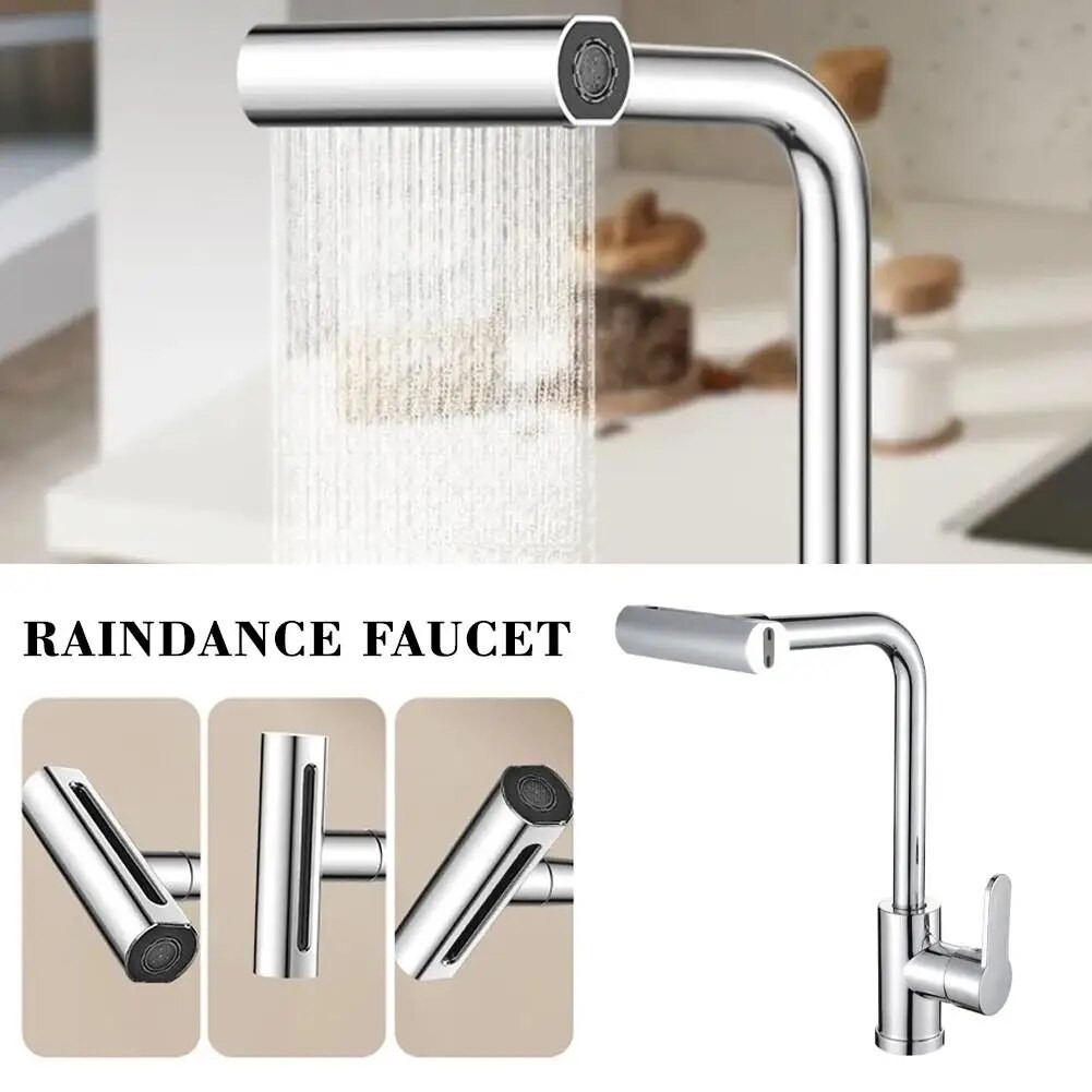 4 Modes Waterfall Kitchen Faucet Rotation Stream Sprayer Stainless Sink ...