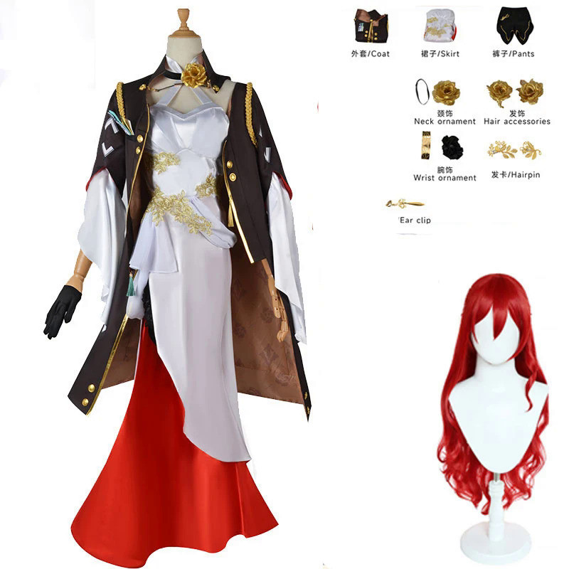 Anime Game Honkai Star Rail Himeko cosplay Sexy Women Dresse wig set ...