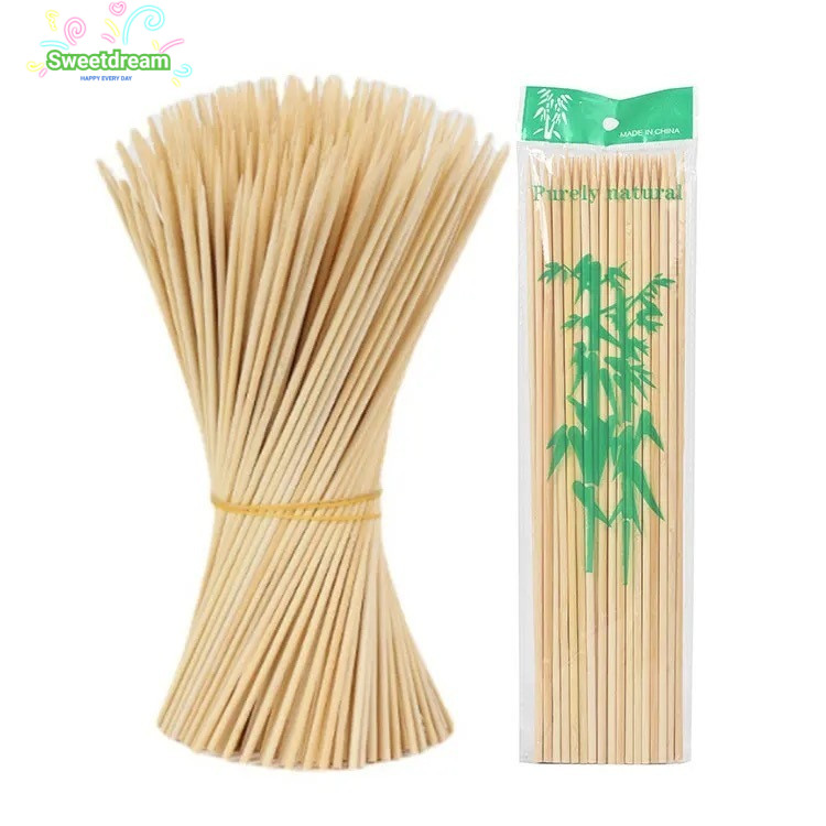 【SW】90pcs Bamboo Sticks Sturdy Disposable Barbecue Fruit Wood Sticks ...