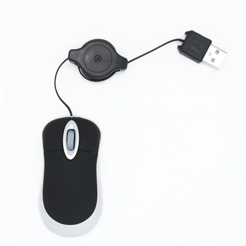 Compact Retractable Wired Mouse, 1000 DPI, USB Optical, for PC/Laptop ...