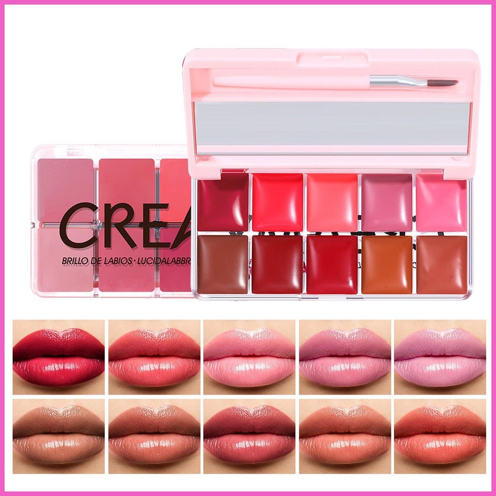 Lip Gloss Palette Portable Lip Stain Tint 10-color Portable Lipstick ...