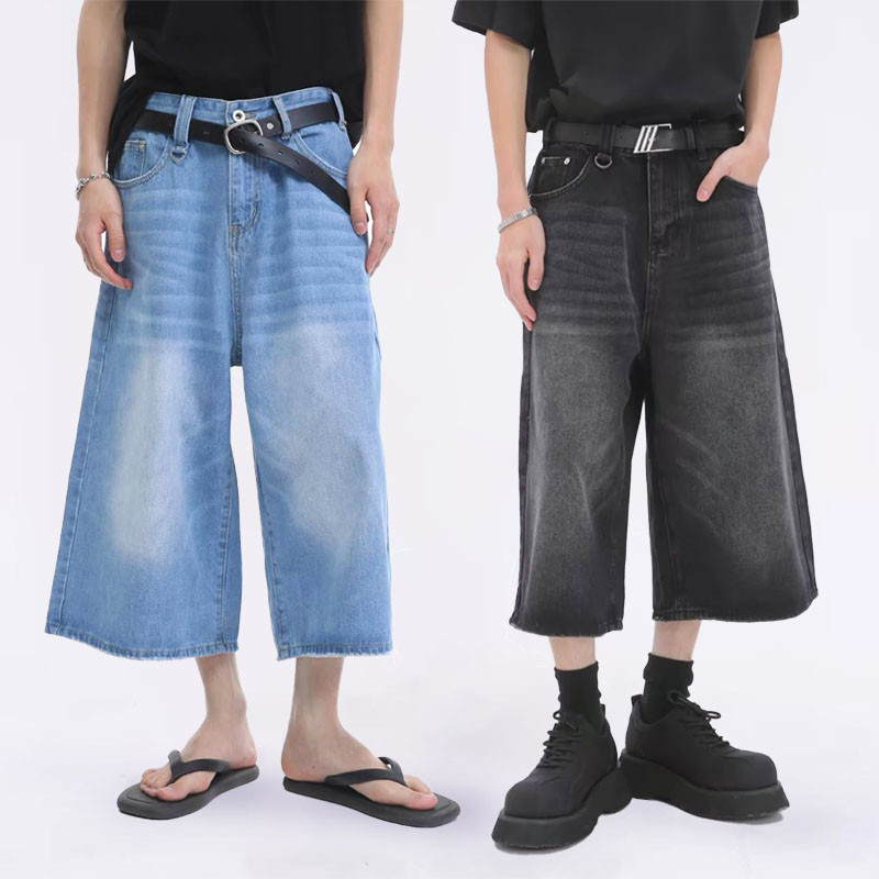 Korean Baggy Jorts Jeans Over Knee Short Maong pants for men Cropped ...