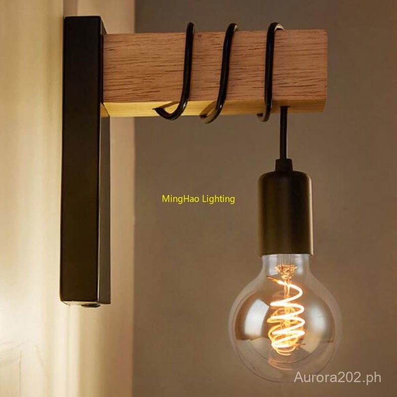 FLAMWILD Modern Minimalist Indoor Wall Light Wood Wall Lamp E27 Lamp ...