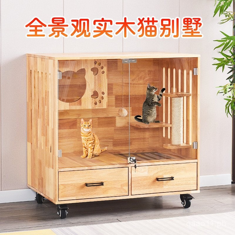 Luxury Cat Cabinet Solid Wood Indoor Cat Villa New Product Shared with ...