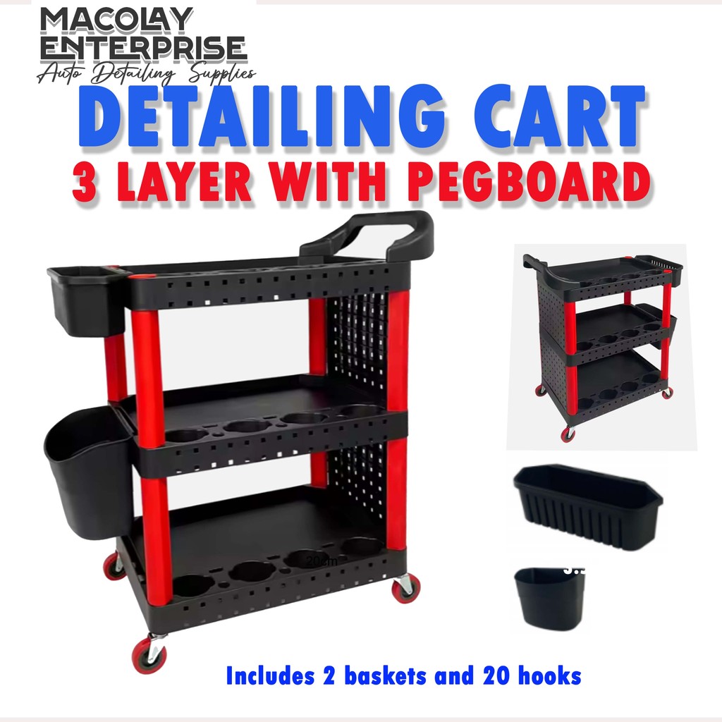 MG-024 Detailing Cart with Peg board, 20 pegs and 2 baskets | Shopee ...