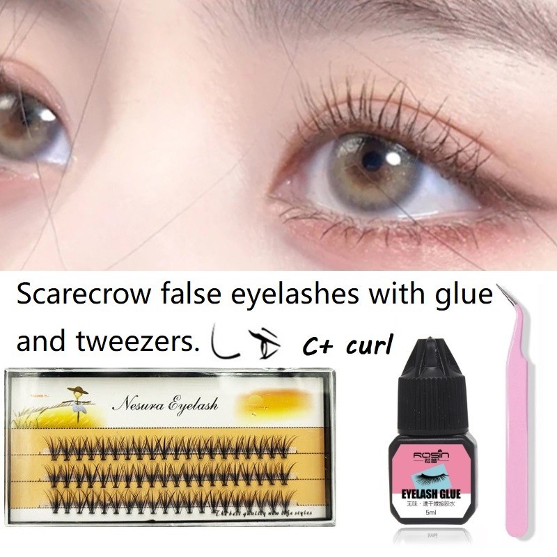 Thick Self Grafted Eyelash Extension Set Kits With Glue Tweezers ...