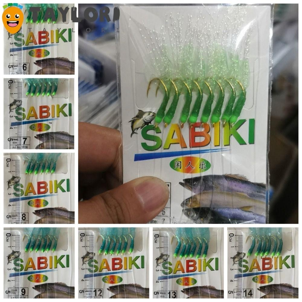 TAYLOR1 Green Rubber Lures, Rubber Golden Sabiki Sea Fishing Rigs, Sea ...