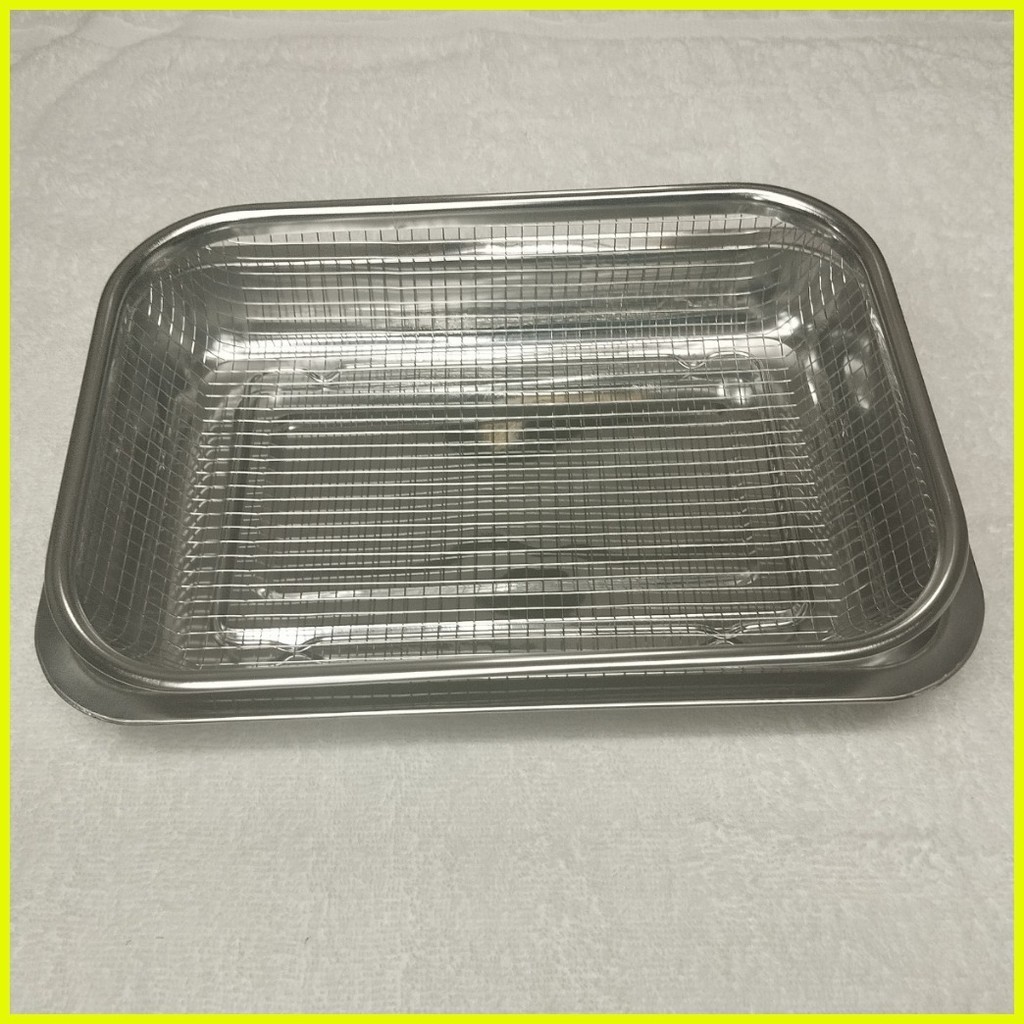 2 IN 1) STAINLESS STEEL MESH TRAY + OVEN TRAY OIL DRAIN - Stainless ...