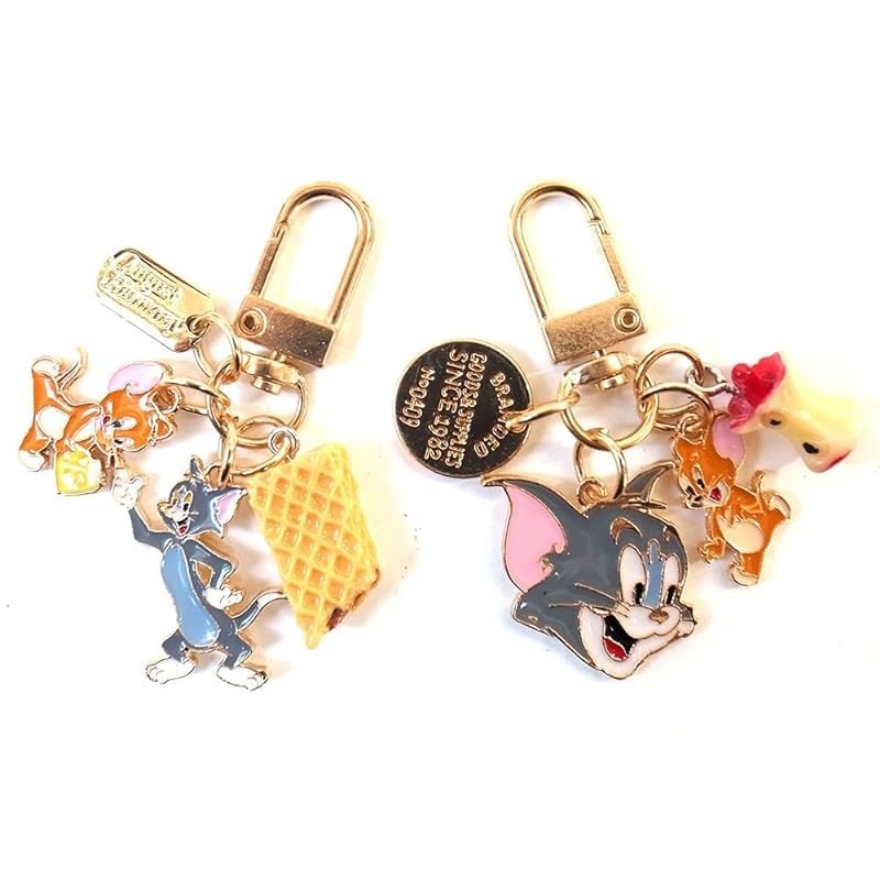 Tom and Jerry 4-Piece Charm Keychain Keyring Set (2 Styles) Gold [Japan ...
