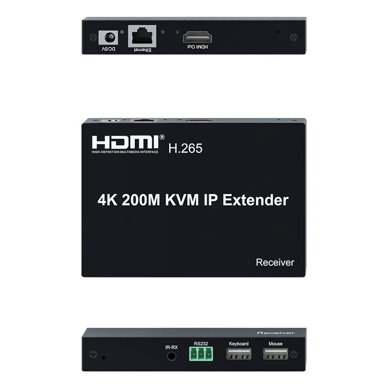 4K 200M HDMI KVM Extender Over IP RJ45 Cat5e/6 200M HDMI KVM Matrix USB ...
