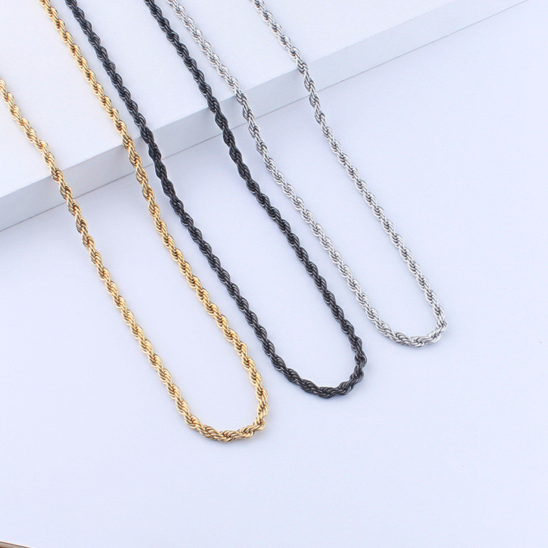 Hip hop stainless steel Cuban chain luxury titanium steel chain Twists ...