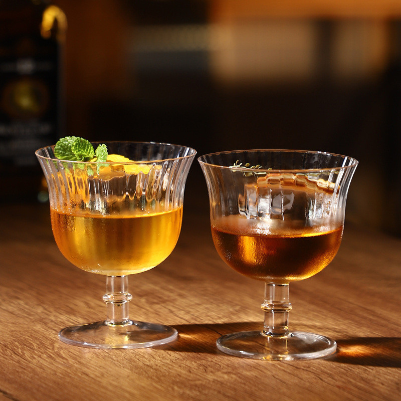 Striped Short-Footed Glass Creative Corrugated Cocktail Glass Martini ...