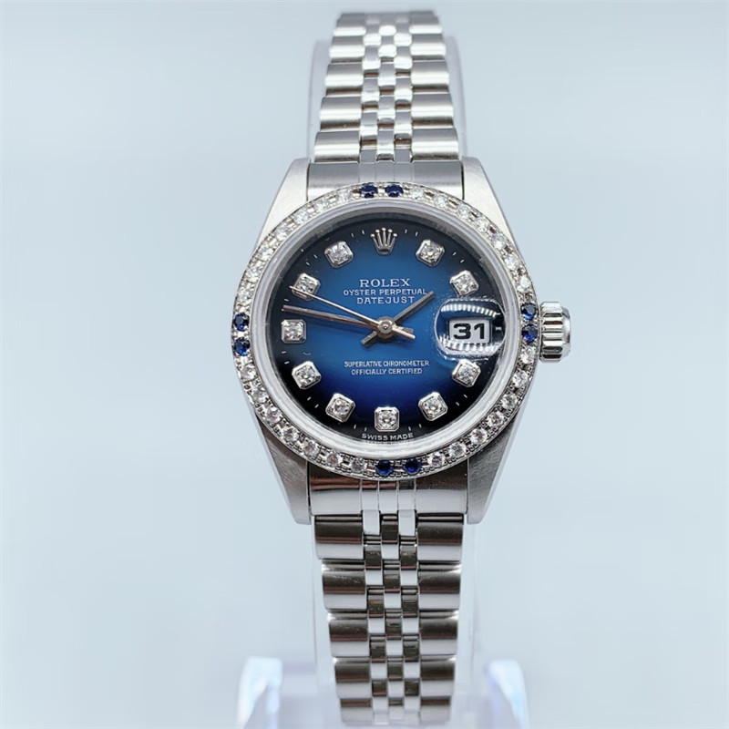 Rare Gradient Blue Rolex Diary Type Back Diamond Automatic Mechanical ...