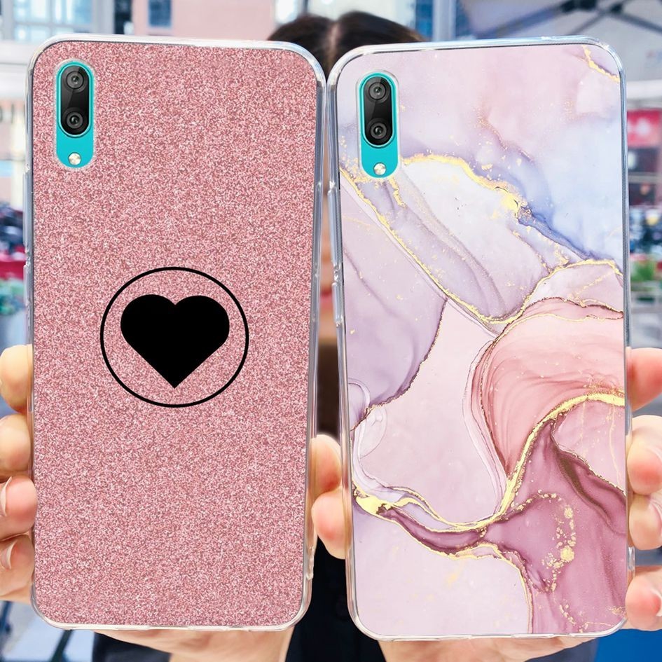 For Huawei Y7 Pro 2019 Case DUB-LX2 DUB-AL20 Luxury Marble Clear Soft ...