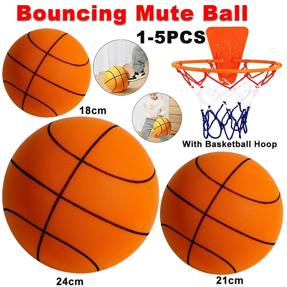 1-5pcs Bouncing Mute Ball Indoor Silent Basketball with Hoop High ...