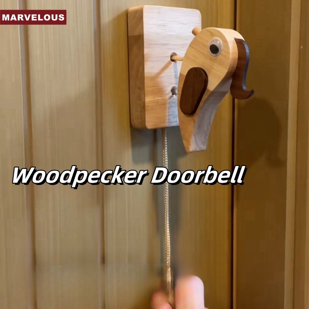 Fun Woodpecker Doorbell Creative Retro Pull Knocking Wooden Doorbells ...