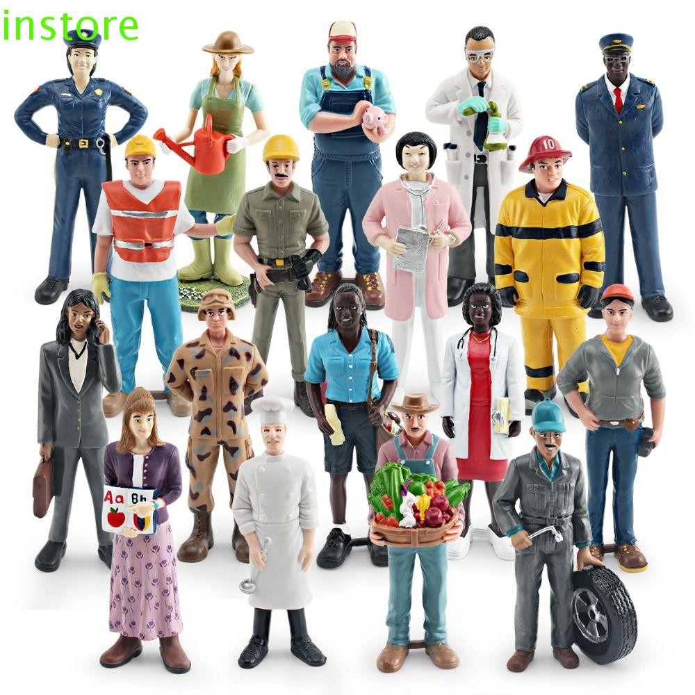 INSTORE Career People Figures, Nurse Figurines Construction Worker ...