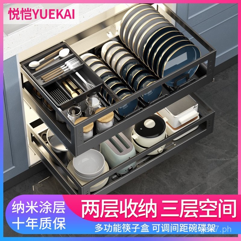 304Stainless Steel Drawer-Type Double-Layer Storage Cabinet Pull-Out ...