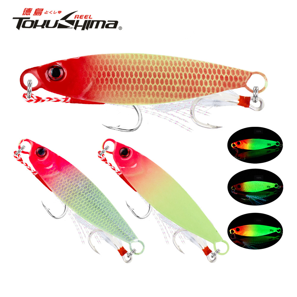 Luminous Jig Casting Lure 3 Colors 7g/10g/15g/20g/30g Sinking Spoon ...
